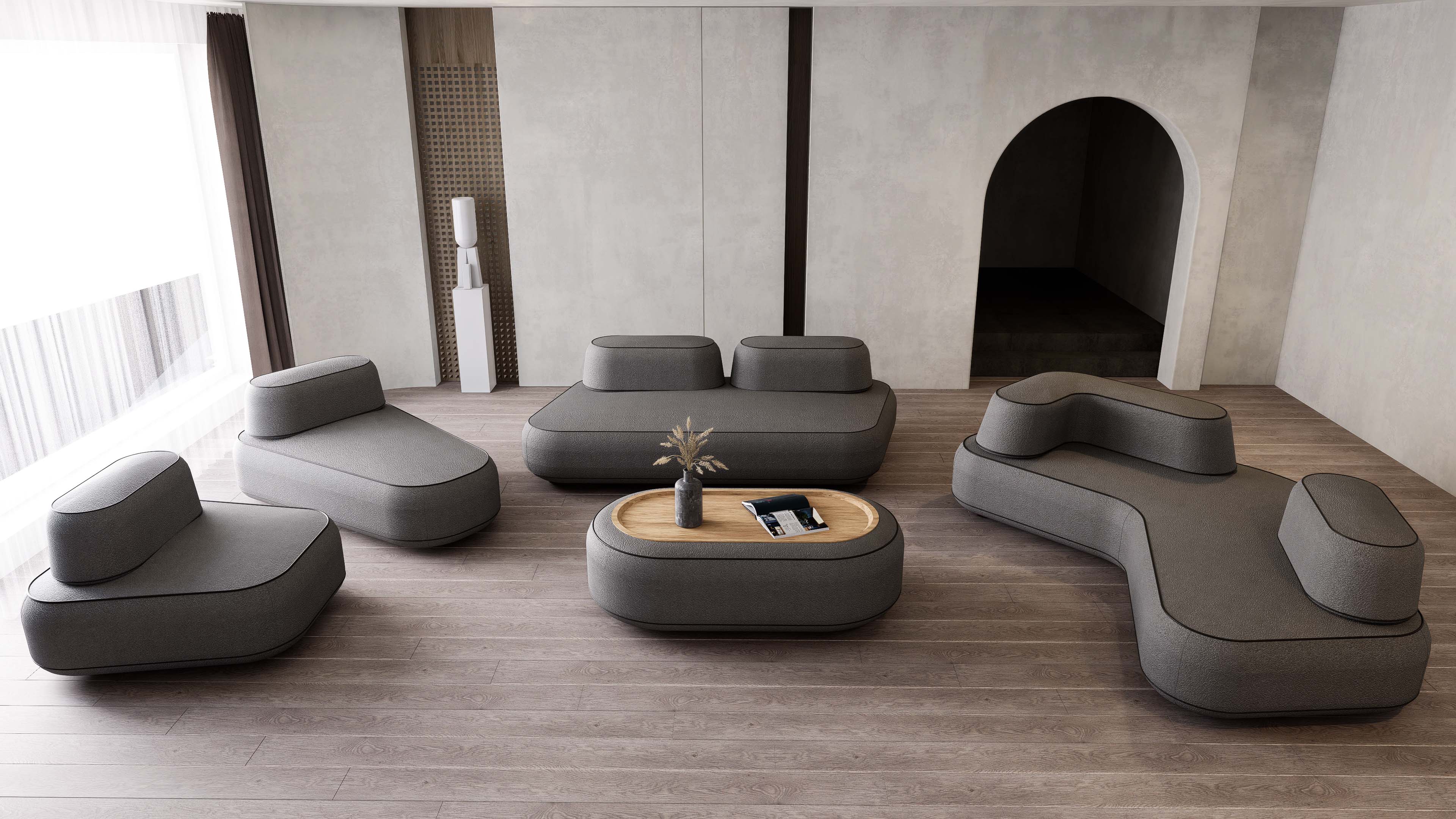 Skew Sofa Set - Black