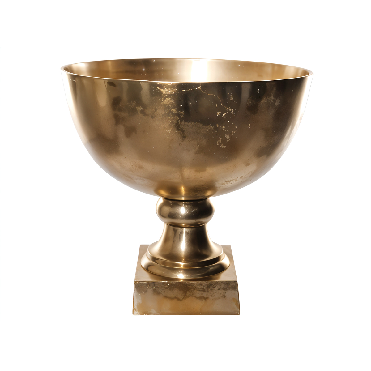 Metal Round Planter on Stand (Large) – Gold