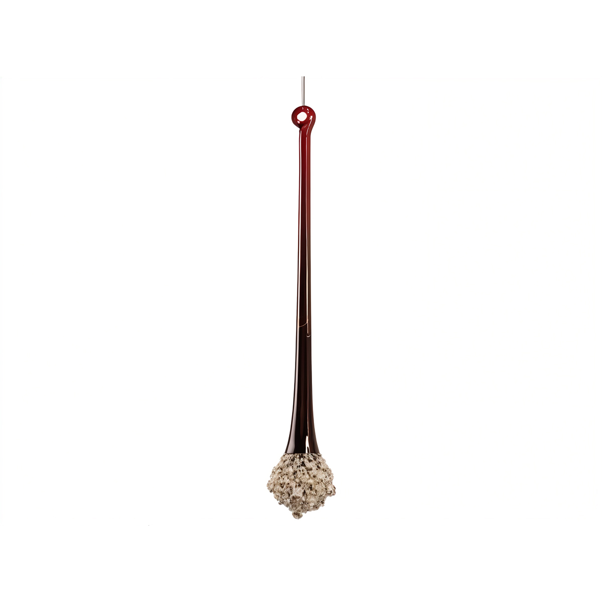 Glass Drop Ornament (Small) – Red with Silver